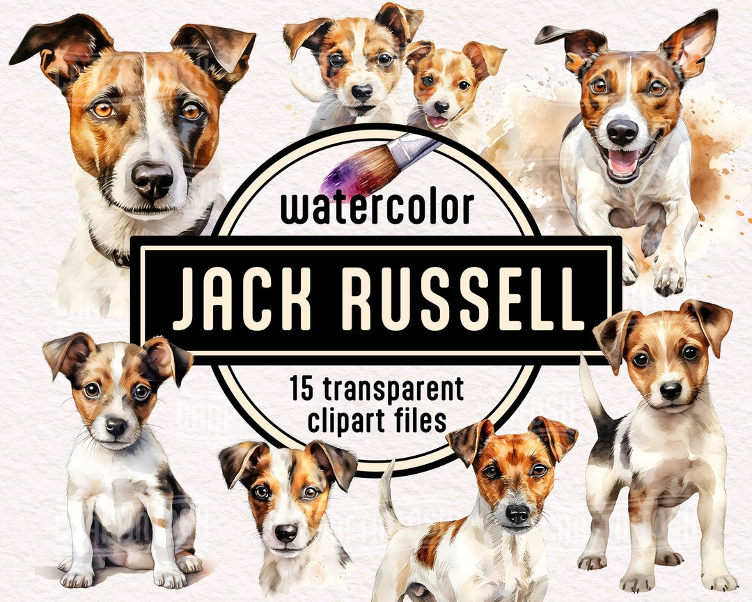 Watercolor Jack Russell Dog PNG Clipart - Cute Puppies Pet Portrait ...