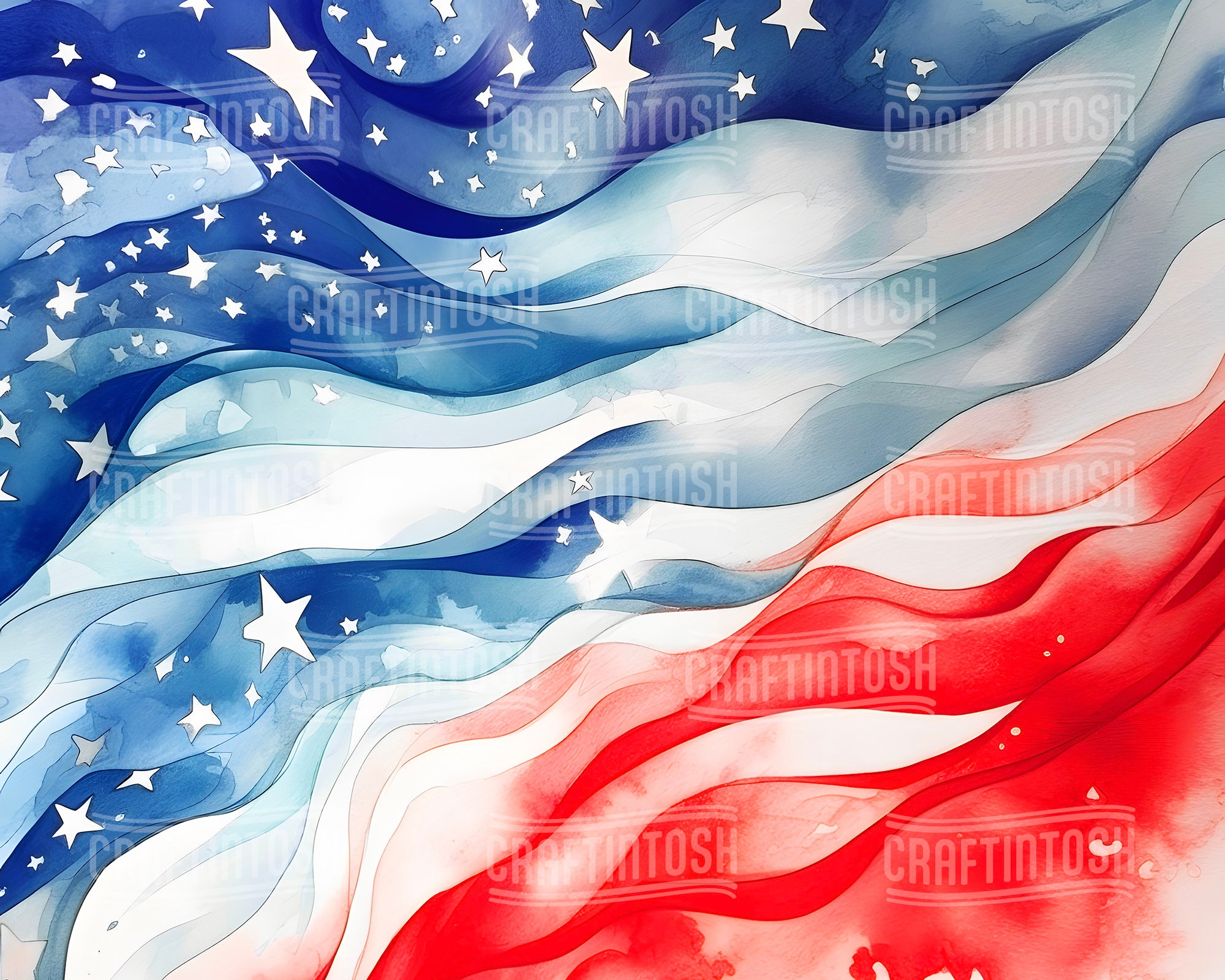 Fourth of July Independence Day Watercolor Digital Papers Art Set ...