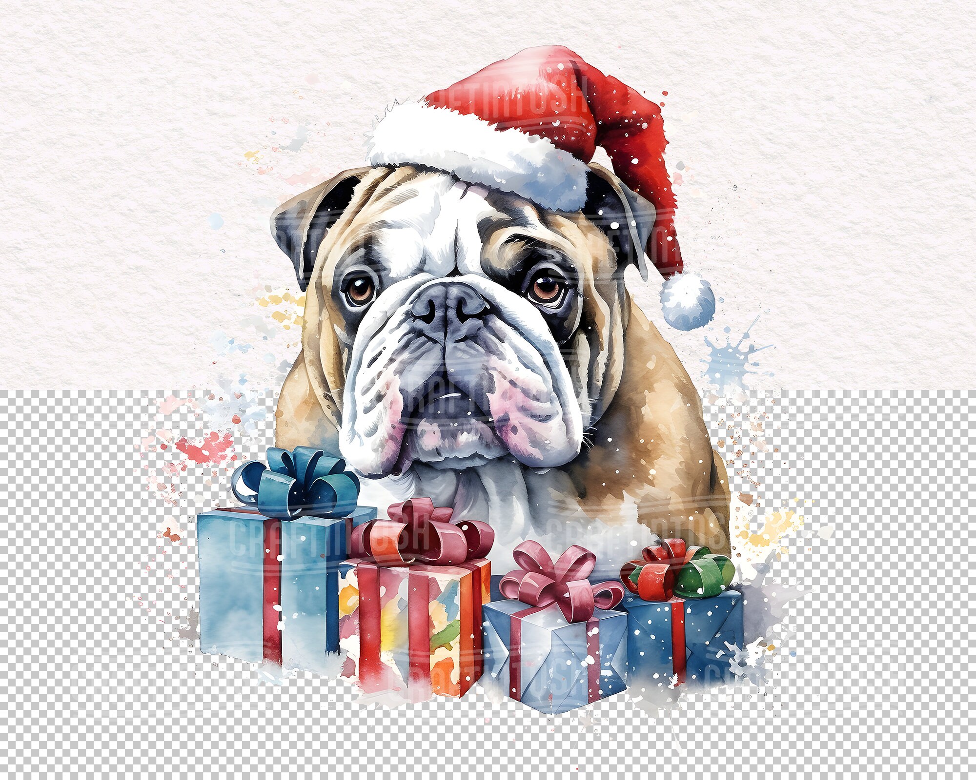 Watercolor Dog With Presents PNG Clipart - Dogs With Christmas Gifts ...