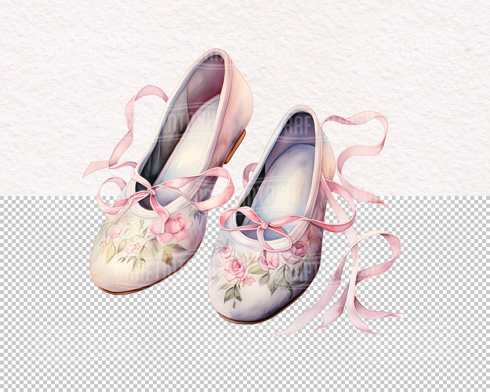 Watercolor Ballet Shoes Clipart PNG Set Commercial Use High Resolution ...