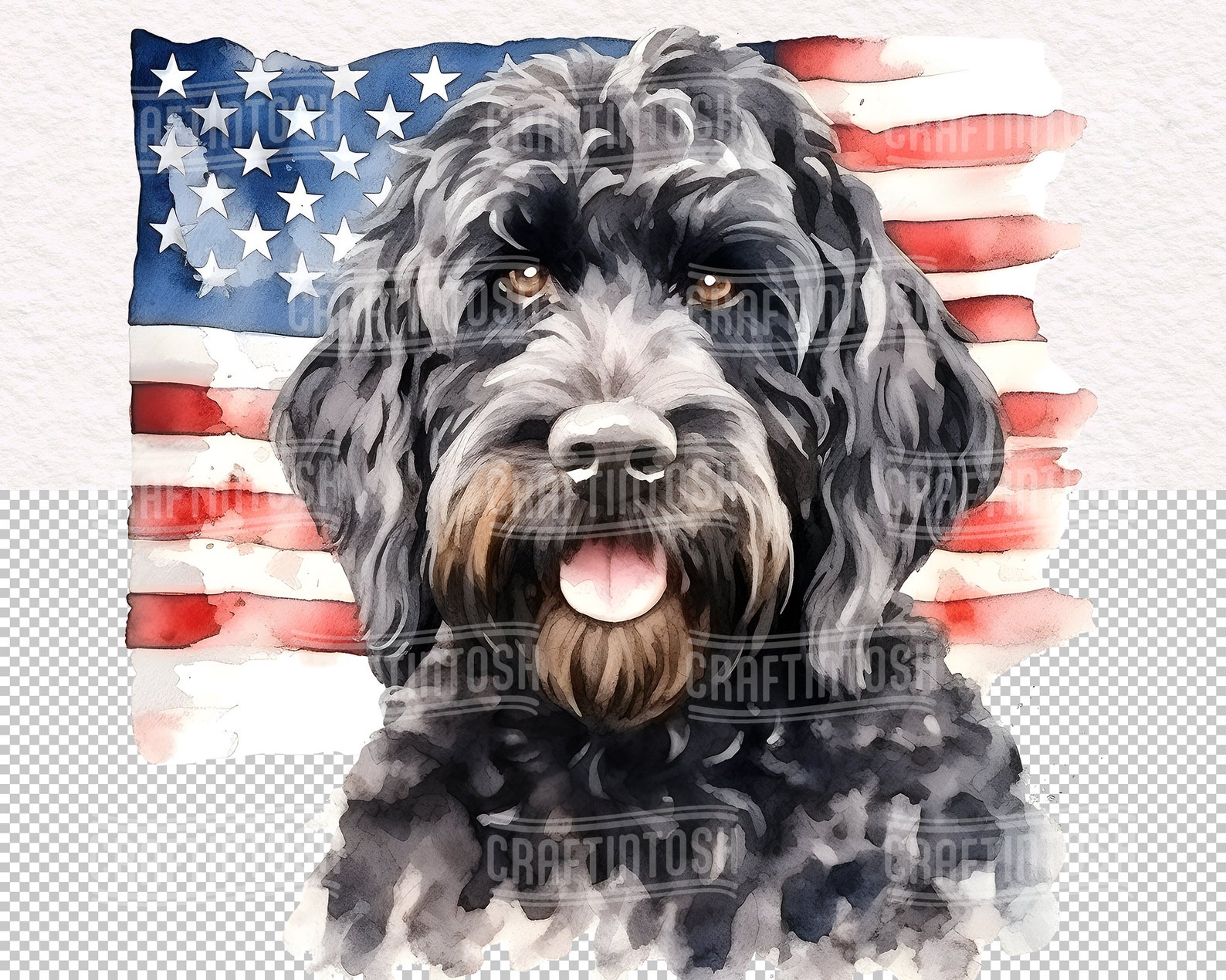 Patriotic Dogs 4th of July Watercolor Clipart - Cute Pet Portrait ...