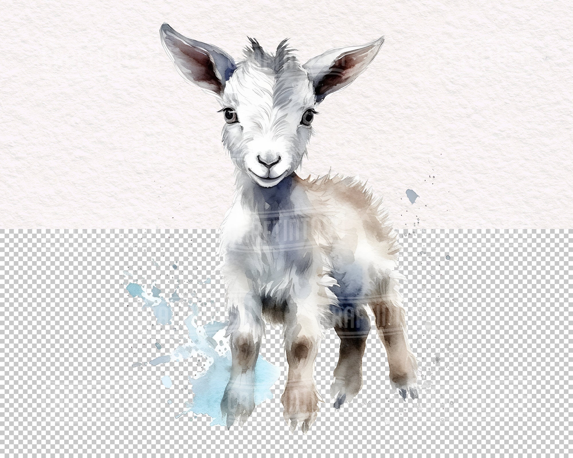 Watercolour Baby Goat Clipart 26 Cute Farm Animals PNG Sublimation for ...