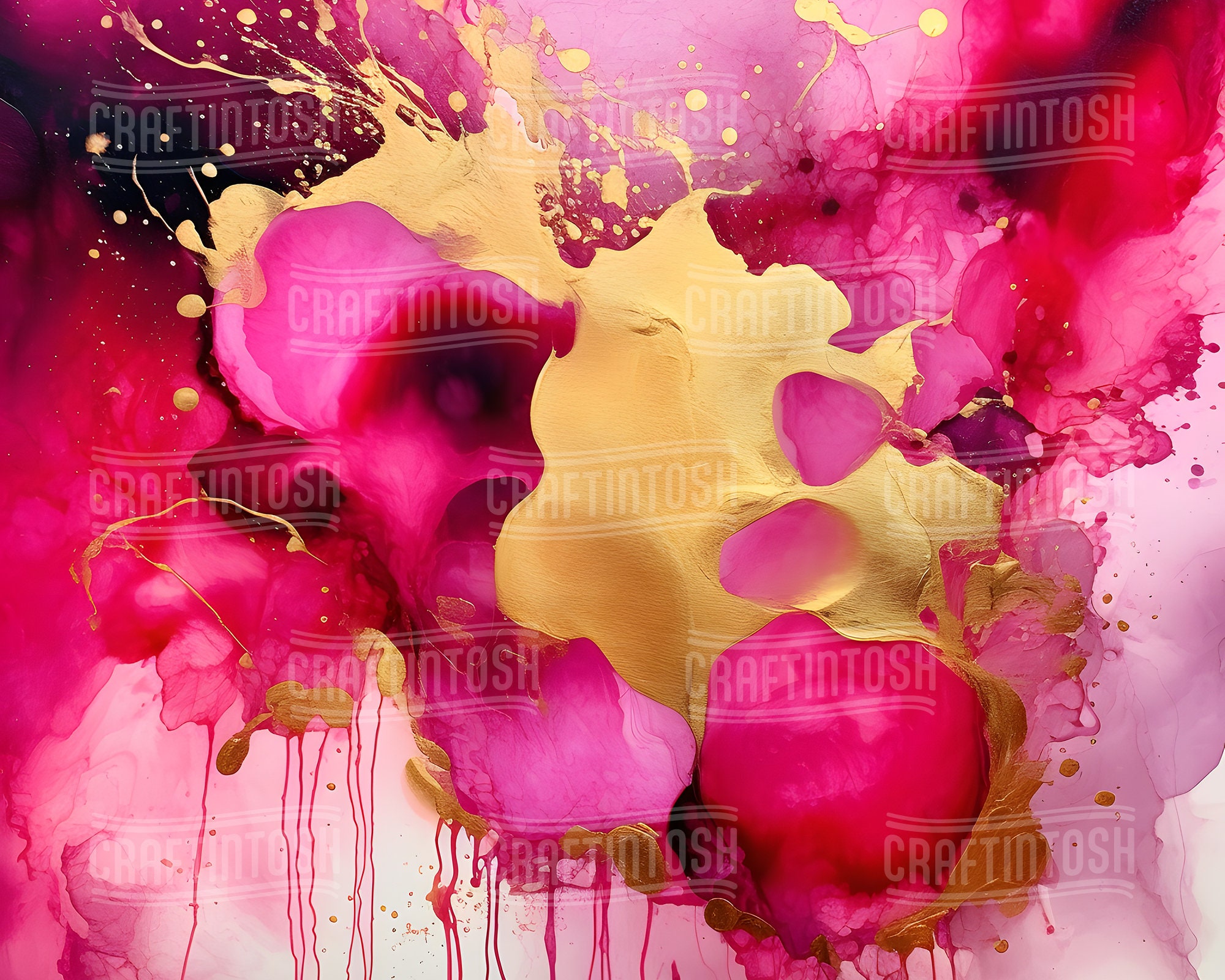 Pink Gold Abstract Fluid Paint Texture Digital Paper Marble - Etsy