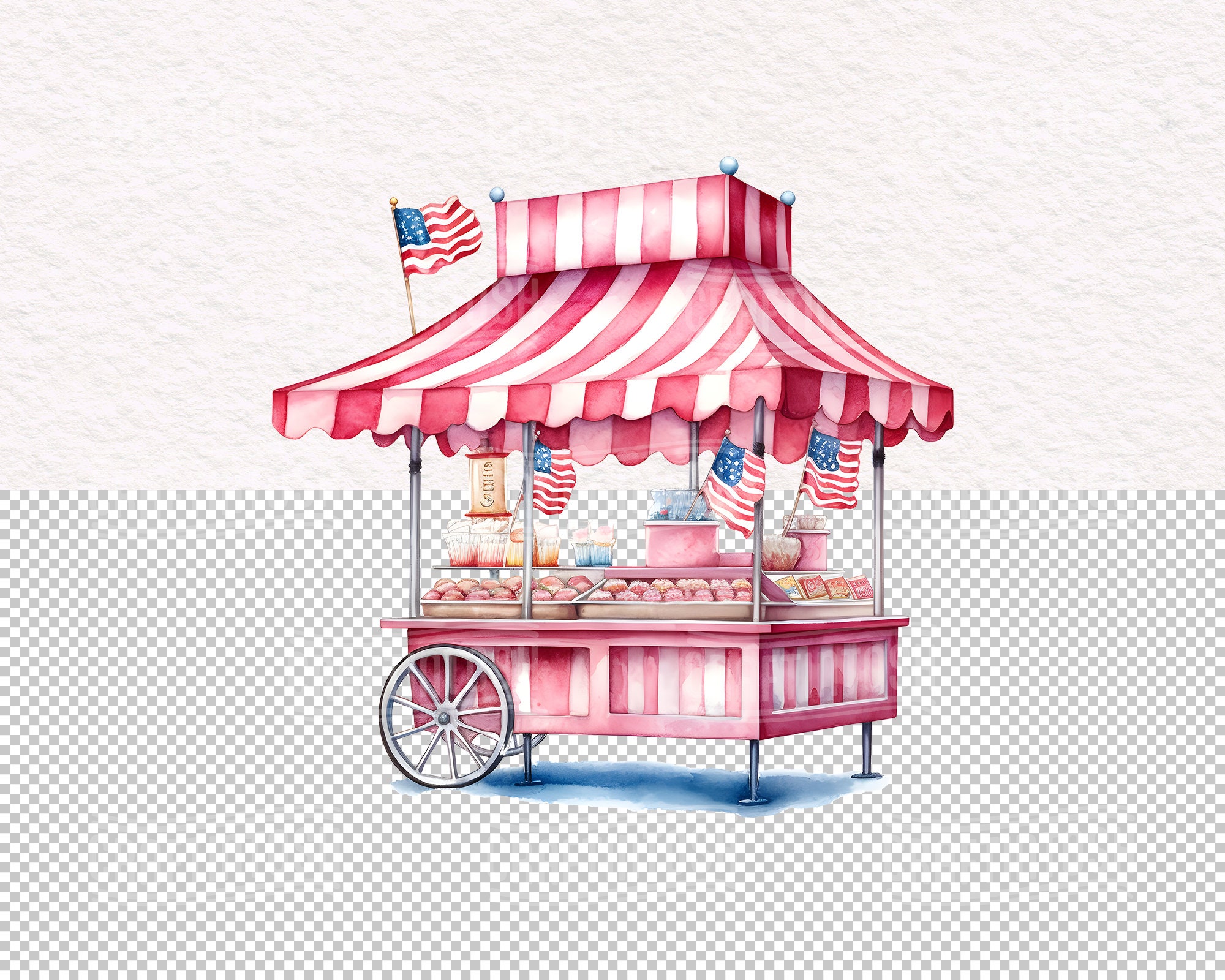 Watercolor Cotton Candy Shop Clipart Transparent Cotton Candy Stand PNG ...