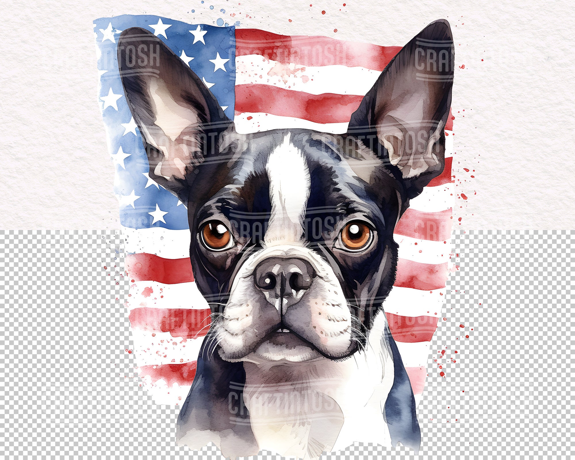Patriotic Dogs 4th of July Watercolor Clipart - Cute Pet Portrait ...