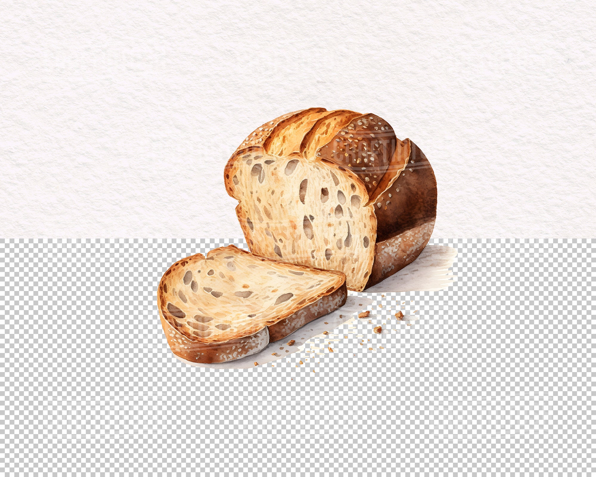 Watercolor Bread Clipart: Bakery Clipart Baking Bread PNG White Bread ...