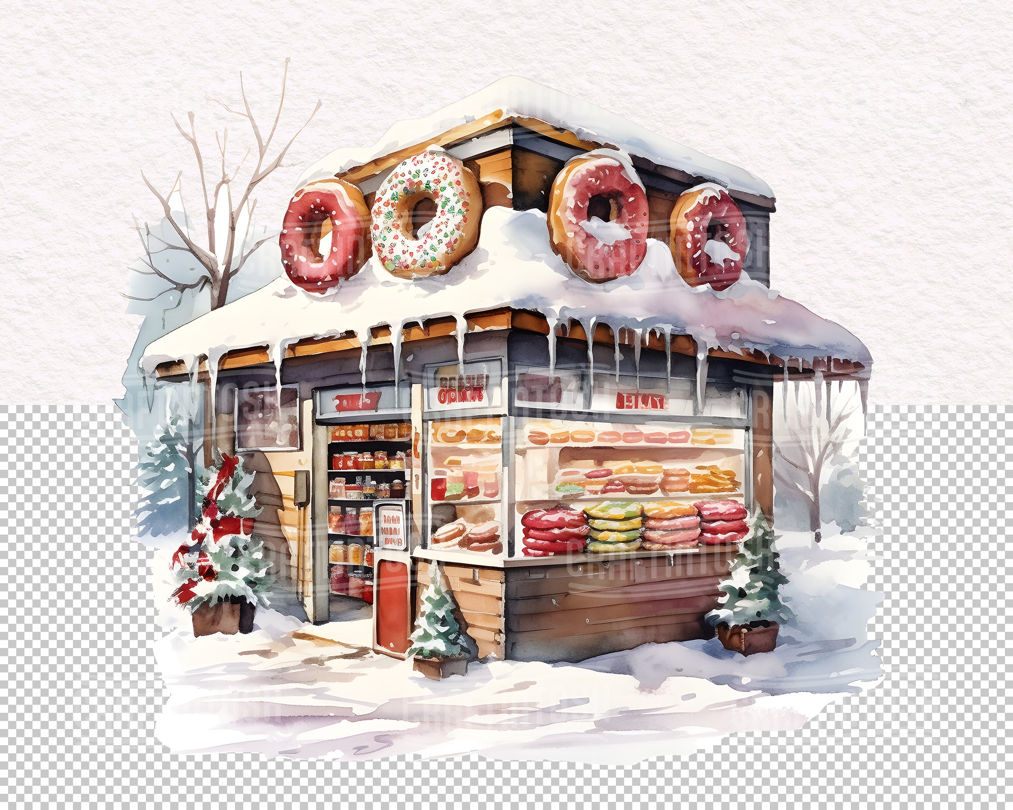 Watercolor Donut Shop Clipart PNG Donut Clip Art Bakery Sweet Dessert ...