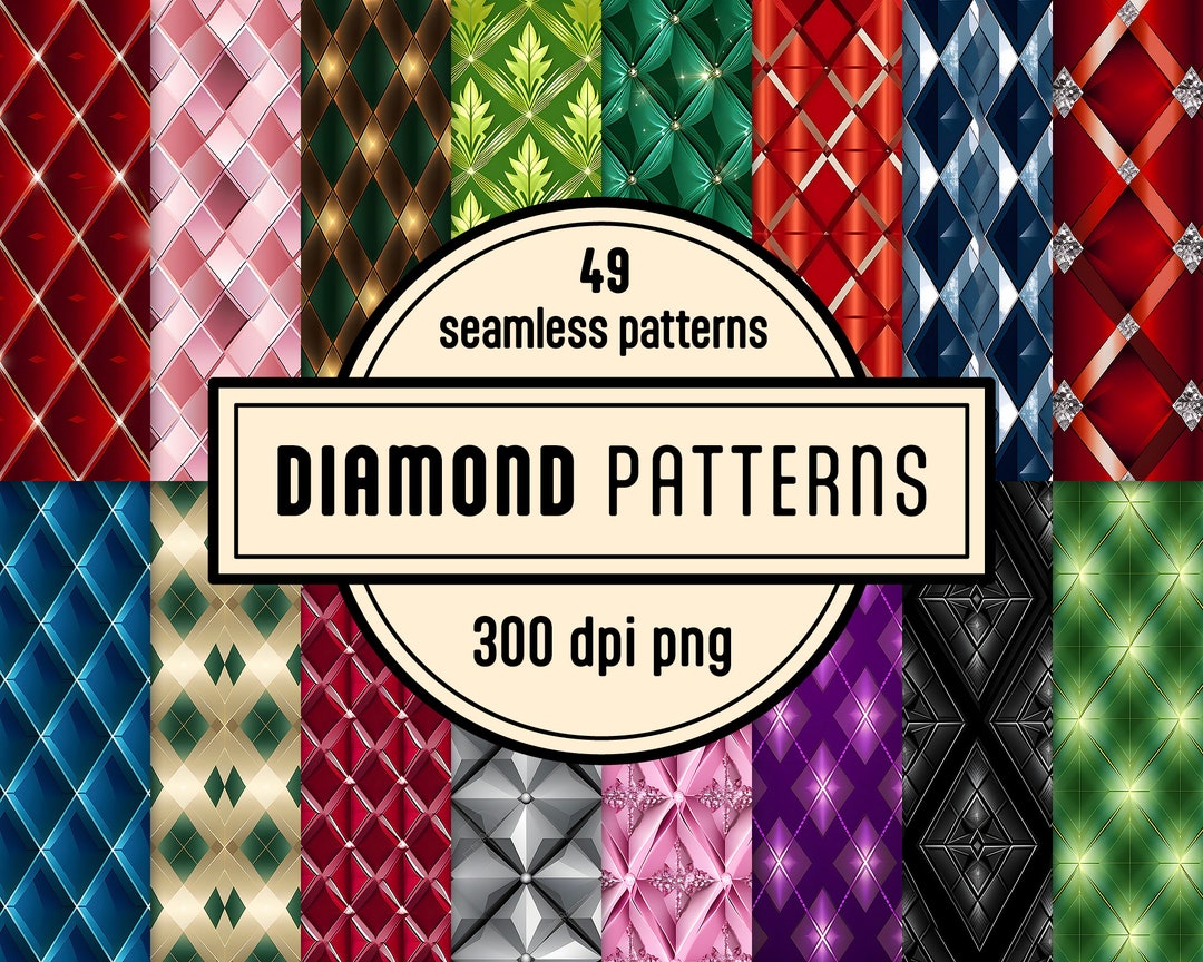 Geometric Diamond Patterns 48 PNG Digital Papers - Instant Download ...