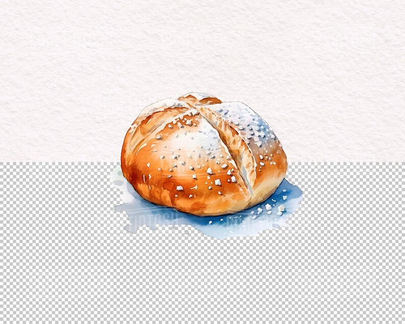 Watercolor Bread Clipart: Bakery Clipart Baking Bread PNG White Bread ...