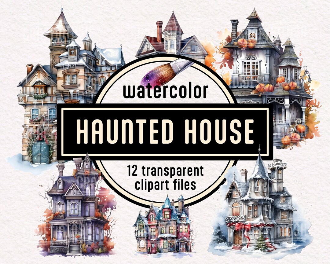 Watercolor Haunted Houses Clipart Haunted Mansion PNG Dark Mansion ...