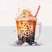 Watercolor Boba Tea Clipart - Bubble Tea PNG Tapioca Tea Boba Nai Cha ...