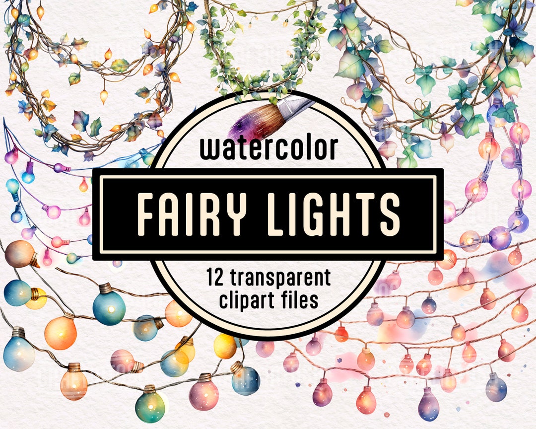 Watercolor Fairy Lights Clipart Transparent PNG Fairy Lights Overlay ...