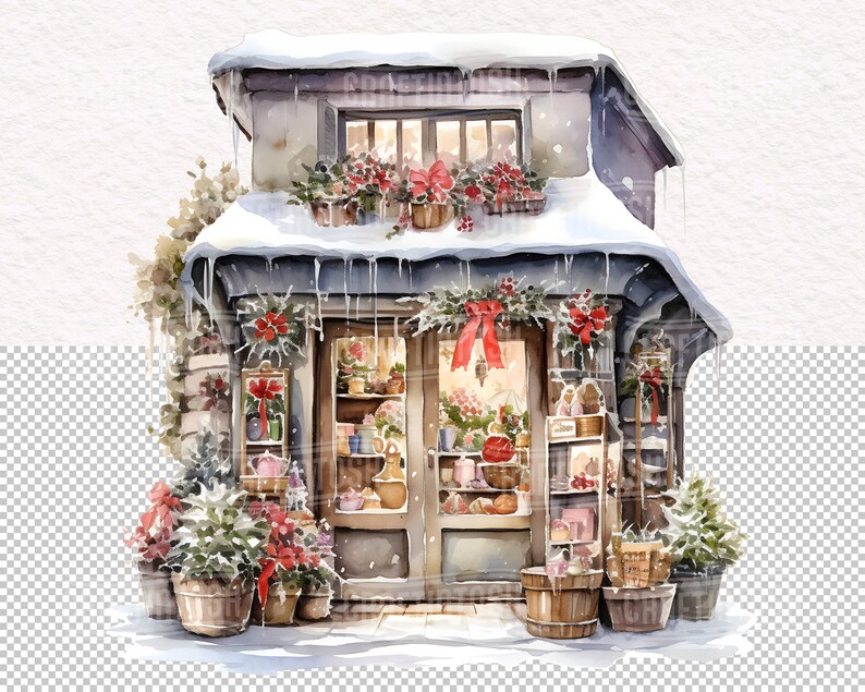 Watercolor Flower Shop Clip Art Transparent Flower Shop PNG Instant ...