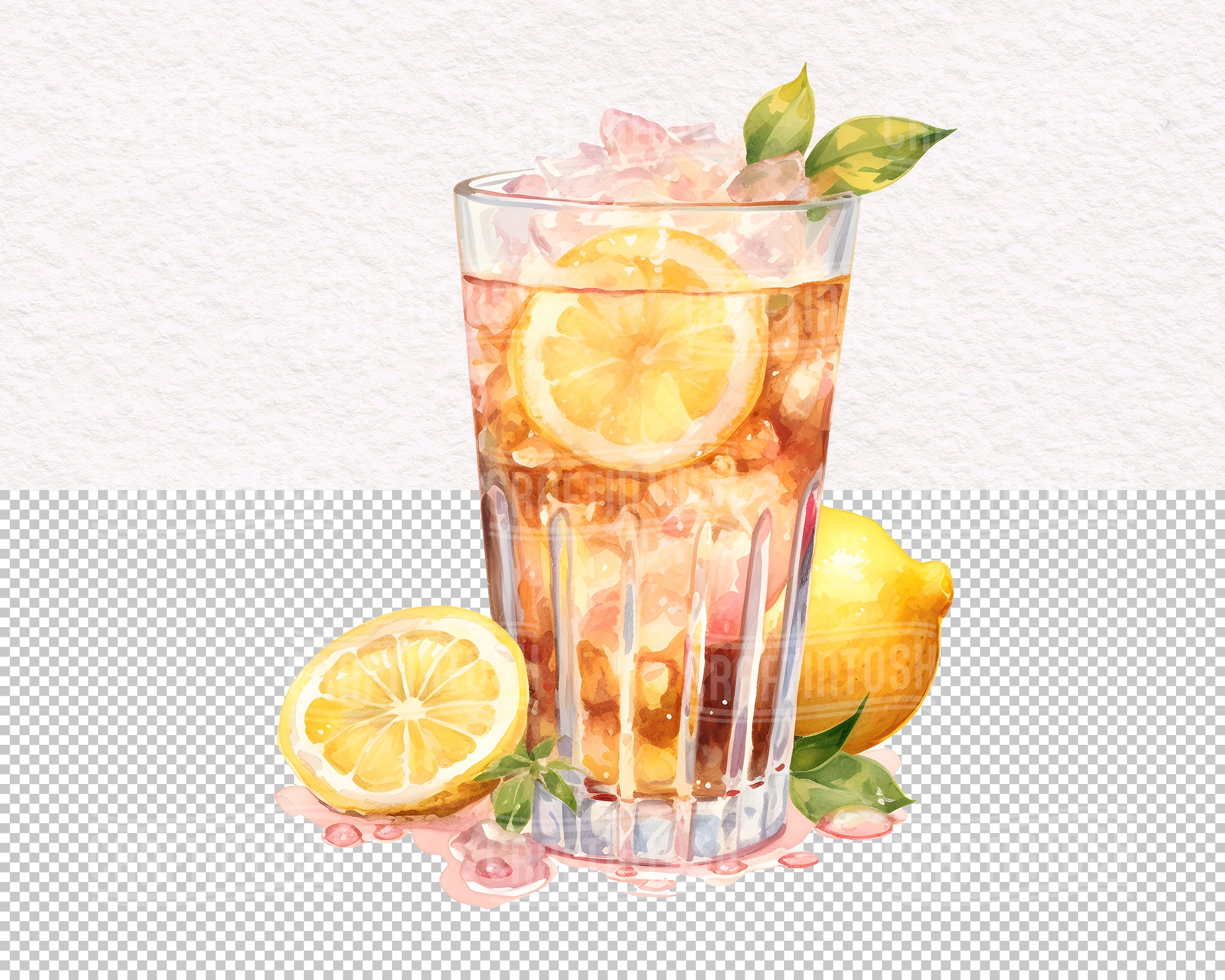 Watercolor Iced Tea Clipart Transparent Ice Tea Pitcher Ice Tea Glasses ...
