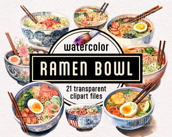 Ramen Bowl Watercolor Clipart PNG - Etsy