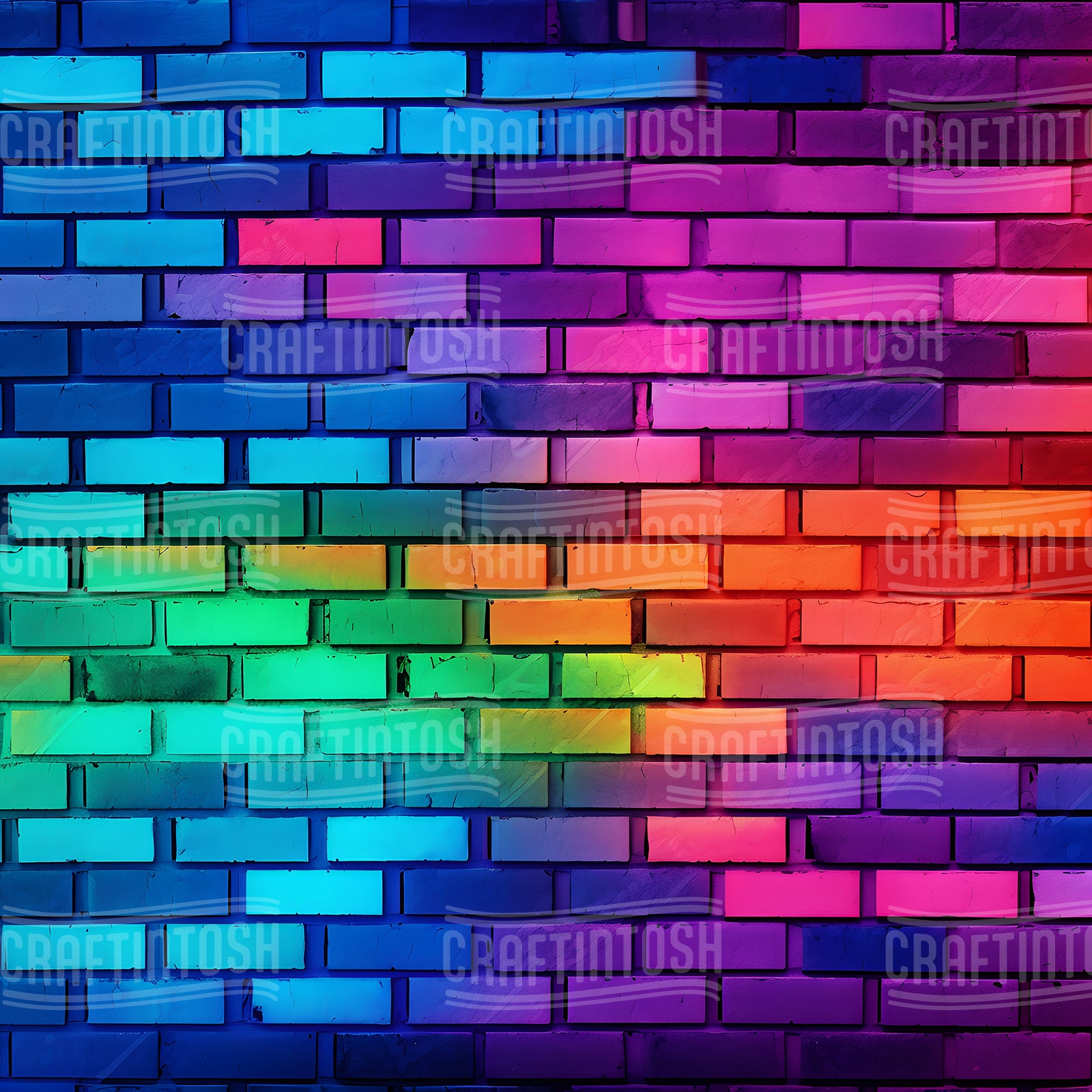 Neon Brick Wall Textures Papers Art Set 30 PNG Digital Graphics Instant ...