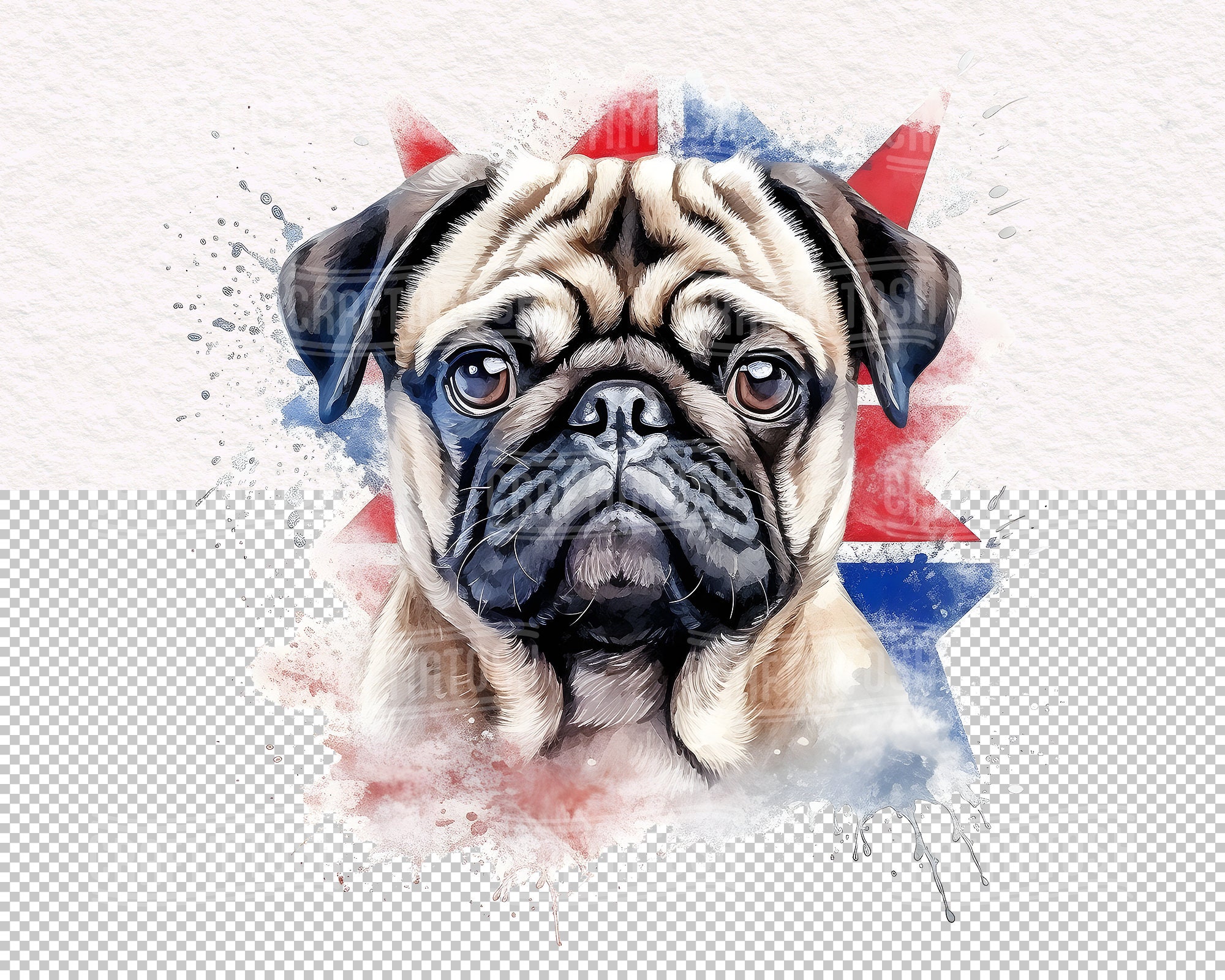 Watercolor British Dogs Clipart PNG Bundle - Union Jack Dog Pet ...