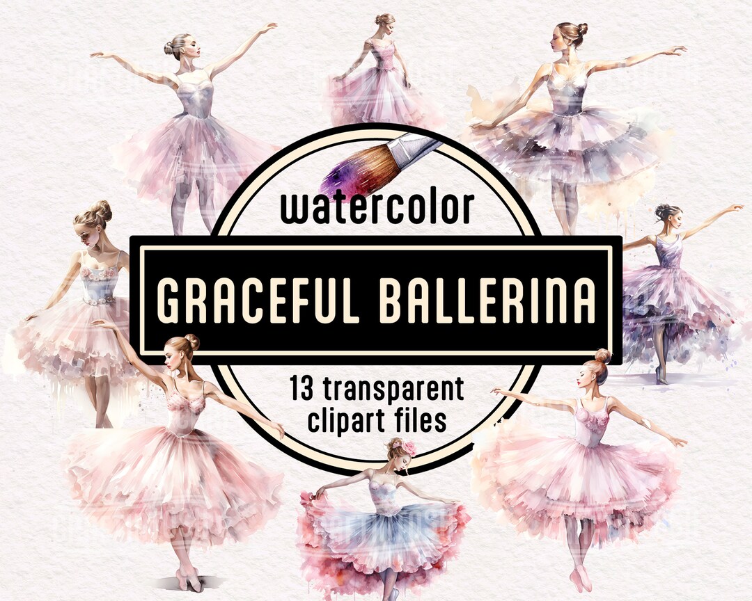 Watercolor Graceful Ballerina Clipart - Transparent Ballerina Stickers ...