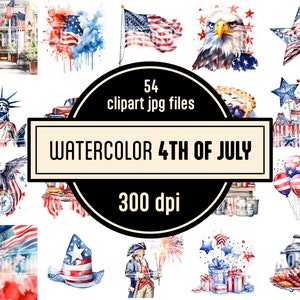 Fourth of July Independence Day Watercolor Clip Art Set - Digital ...