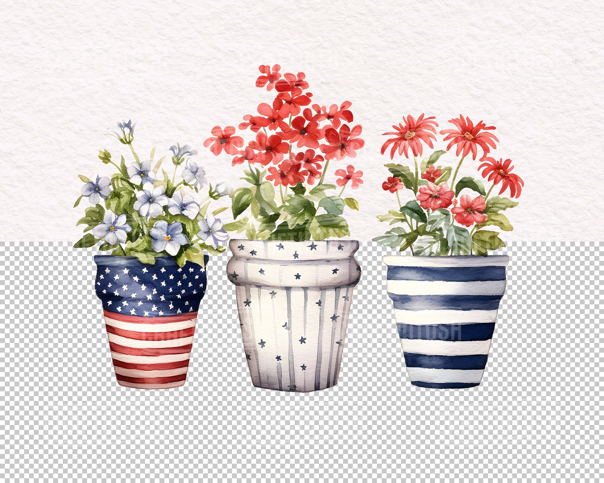 Watercolor Spring Flower Pots Clipart: Cottagecore Potted Plant PNG ...