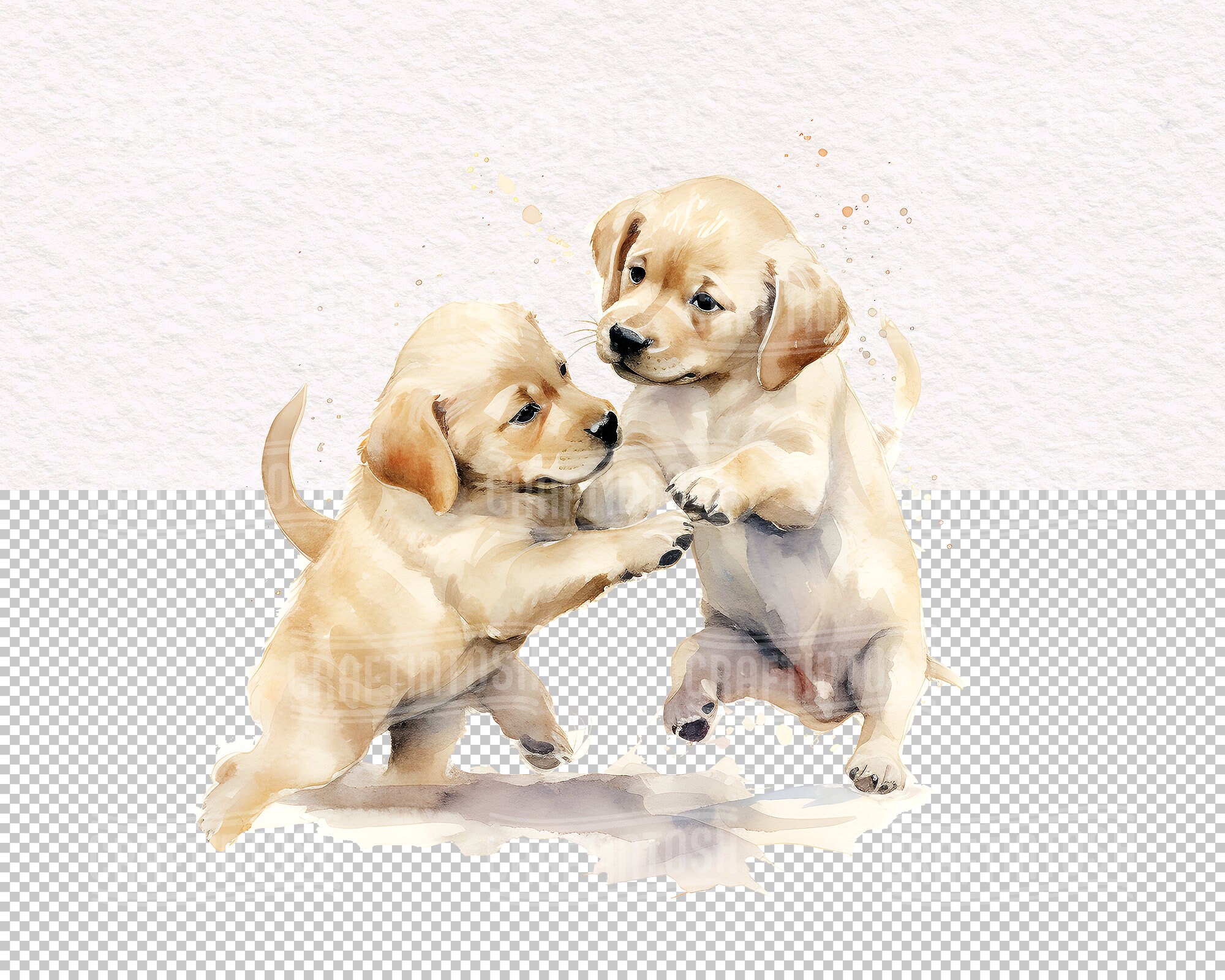 Watercolor Puppies PNG Clipart Bundle: Cute Two Pet Portrait Dogs ...