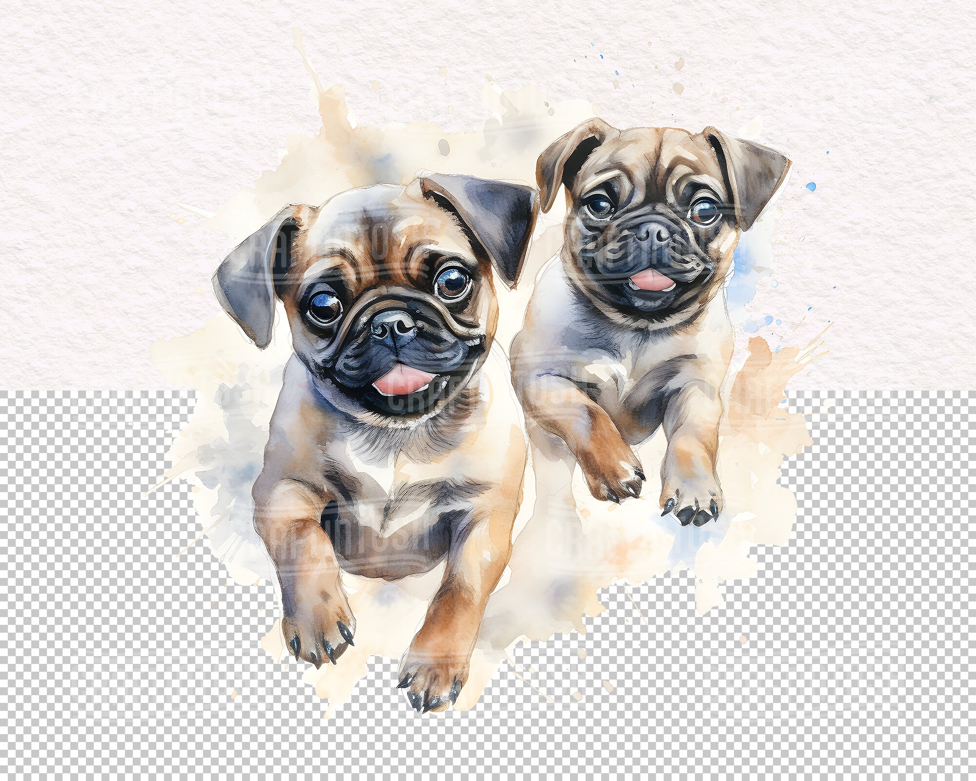 Watercolor Puppies PNG Clipart Bundle: Cute Two Pet Portrait - Etsy