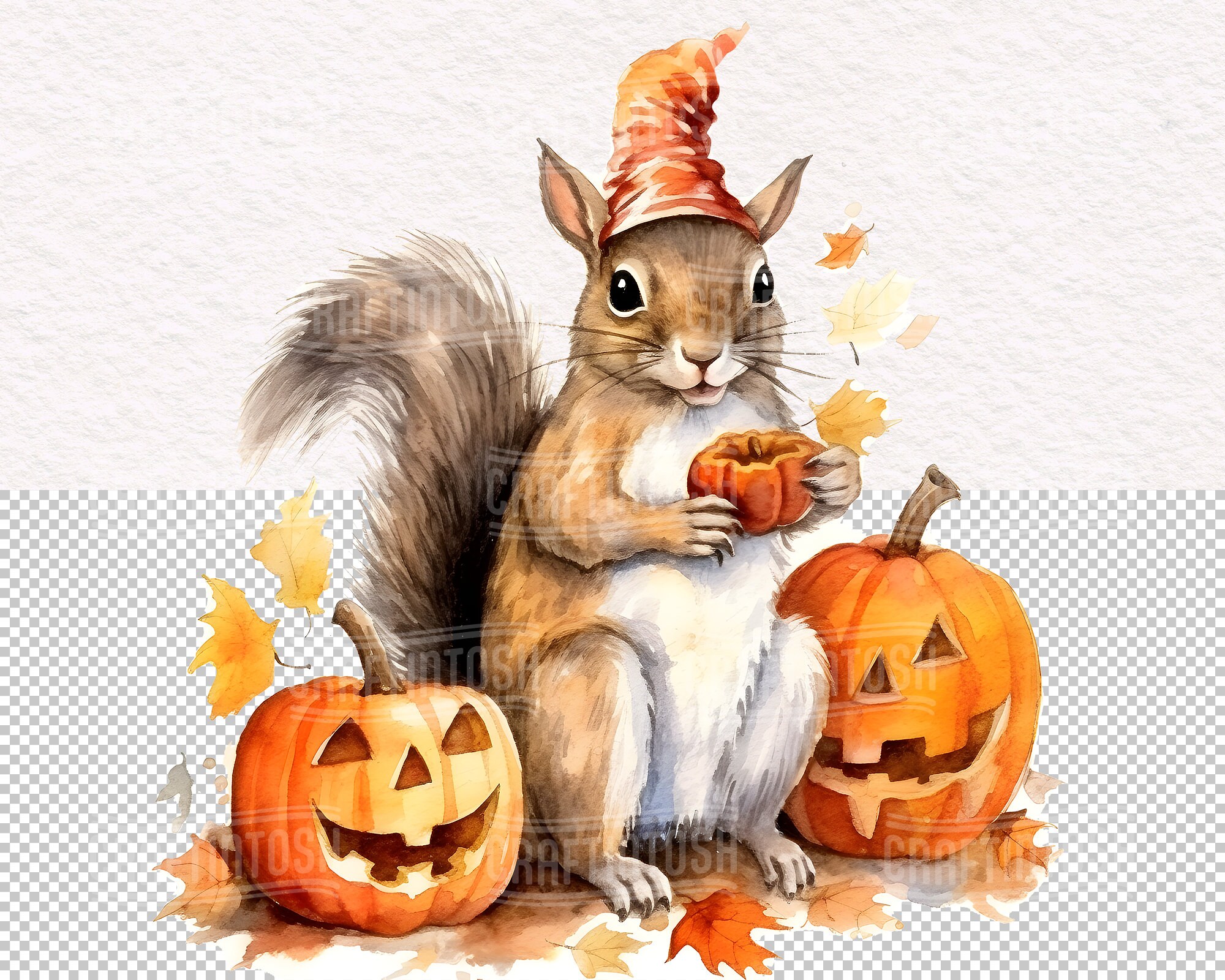 Watercolor Squirrel Clipart Bundle: PNG Cute Woodland Animals Nursery ...