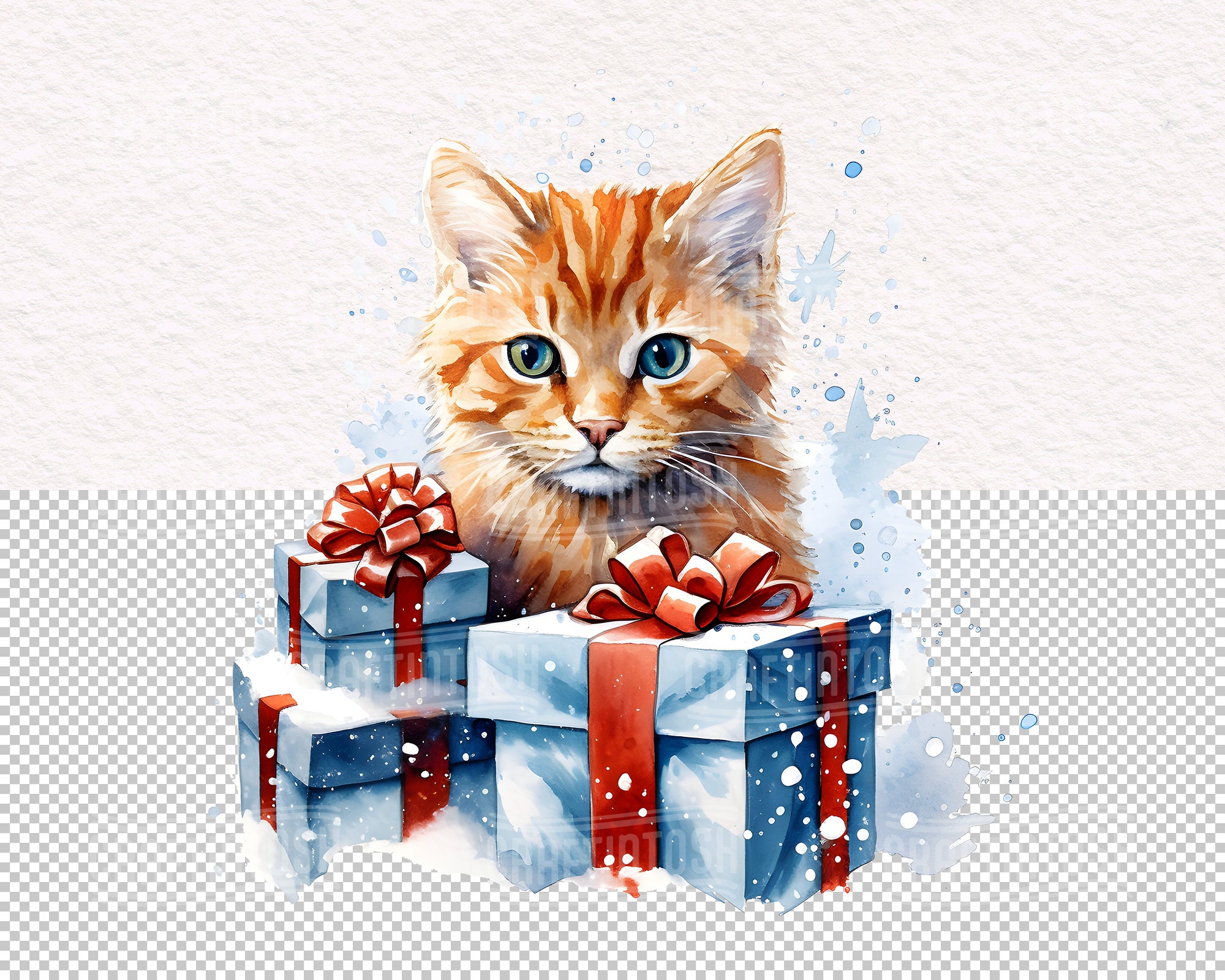 Watercolor Ginger Tabby Cat PNG Transparent Clipart, Orange Tabby With ...