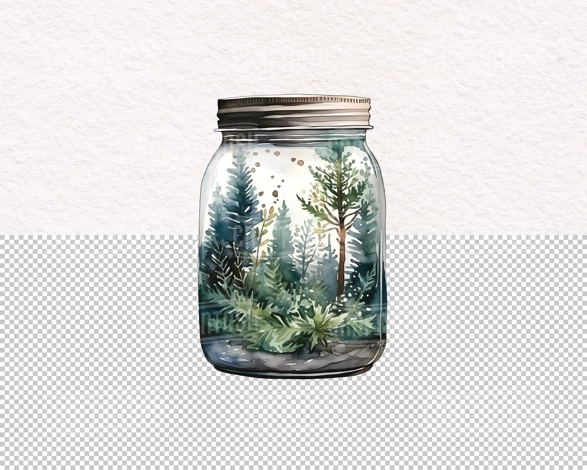 Watercolor Rustic Mason Jar Clipart: Transparent PNG, Enchanted Forest ...