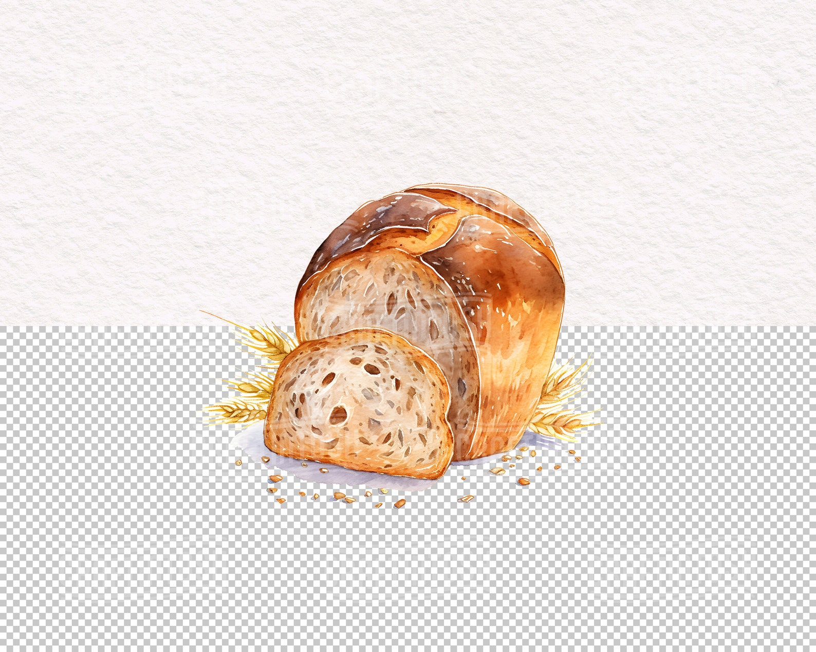 Watercolor Bread Clipart: Bakery Clipart Baking Bread PNG White Bread ...