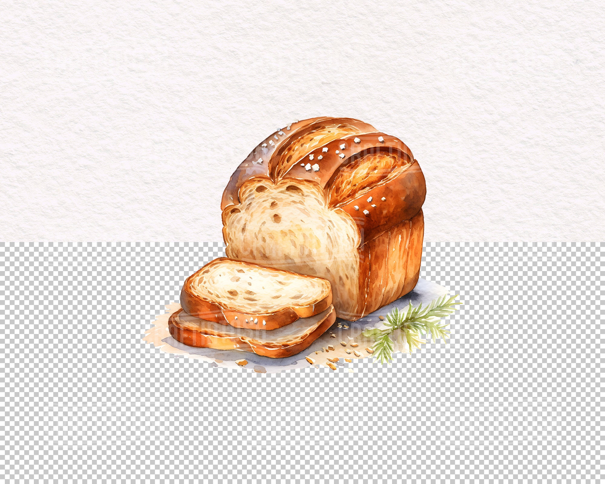 Watercolor Bread Clipart: Bakery Clipart Baking Bread PNG White Bread ...