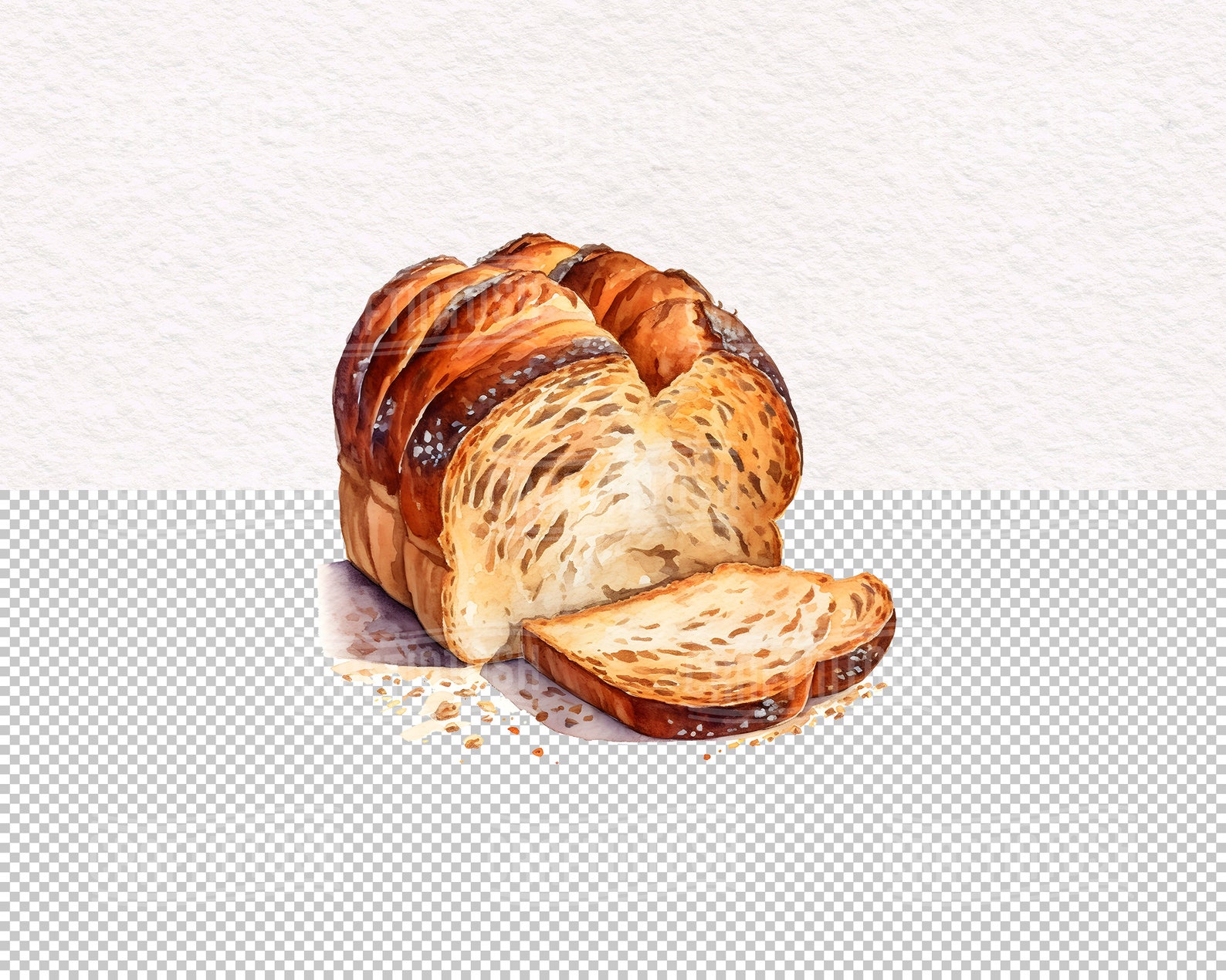 Watercolor Bread Clipart: Bakery Clipart Baking Bread PNG White Bread ...