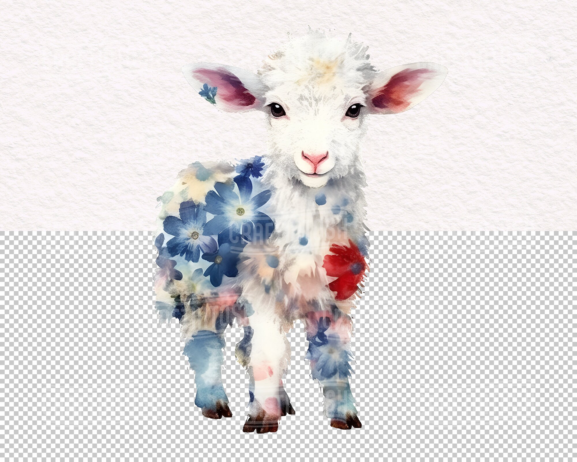 Floral Baby Lamb Clipart Spring Lamb PNG With Flowers for Nursery Wall ...