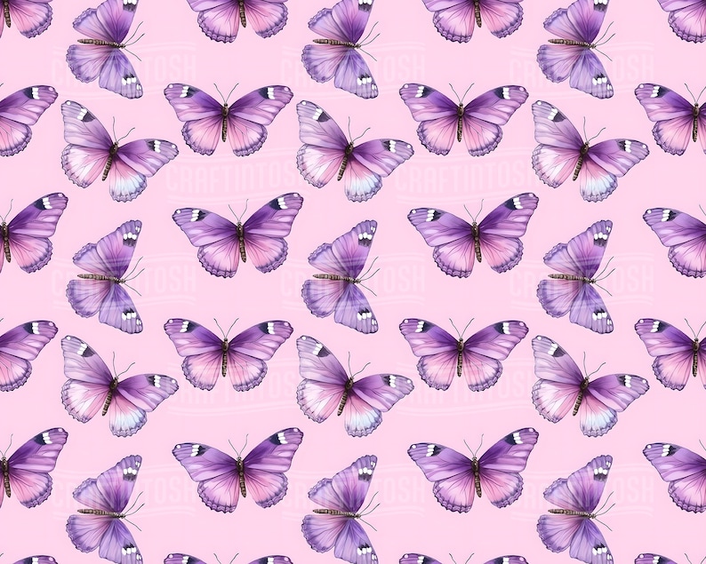 Purple Pink Butterfly Seamless Patterns - Digital Graphics Instant ...