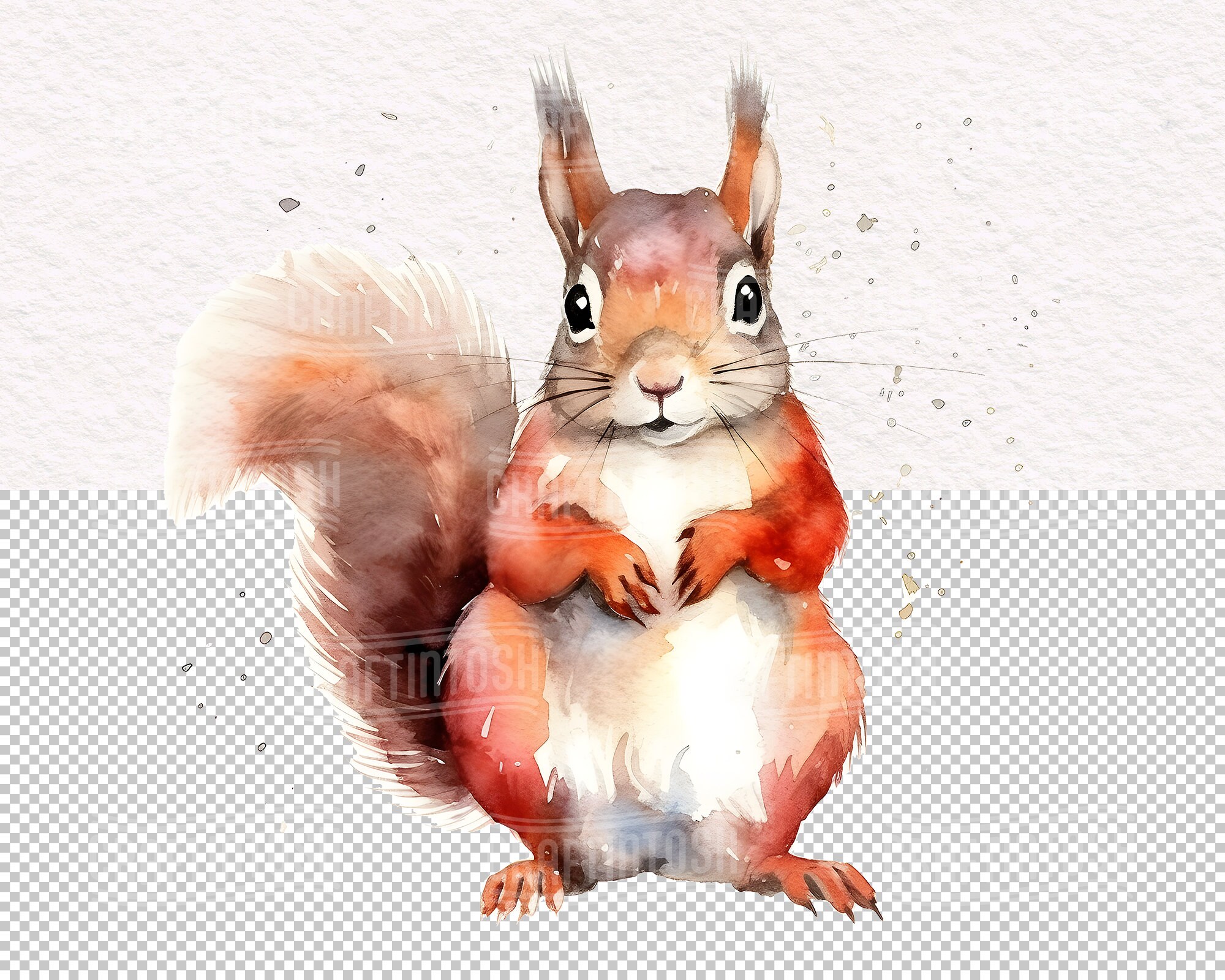 Watercolor Squirrel Clipart Bundle: PNG Cute Woodland Animals Nursery ...