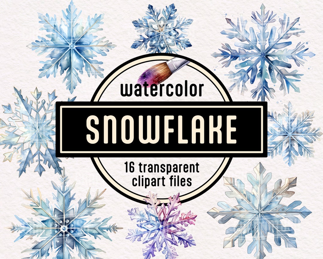 Watercolor Snowflake Clipart Winter Graphics PNG Christmas Ornament ...
