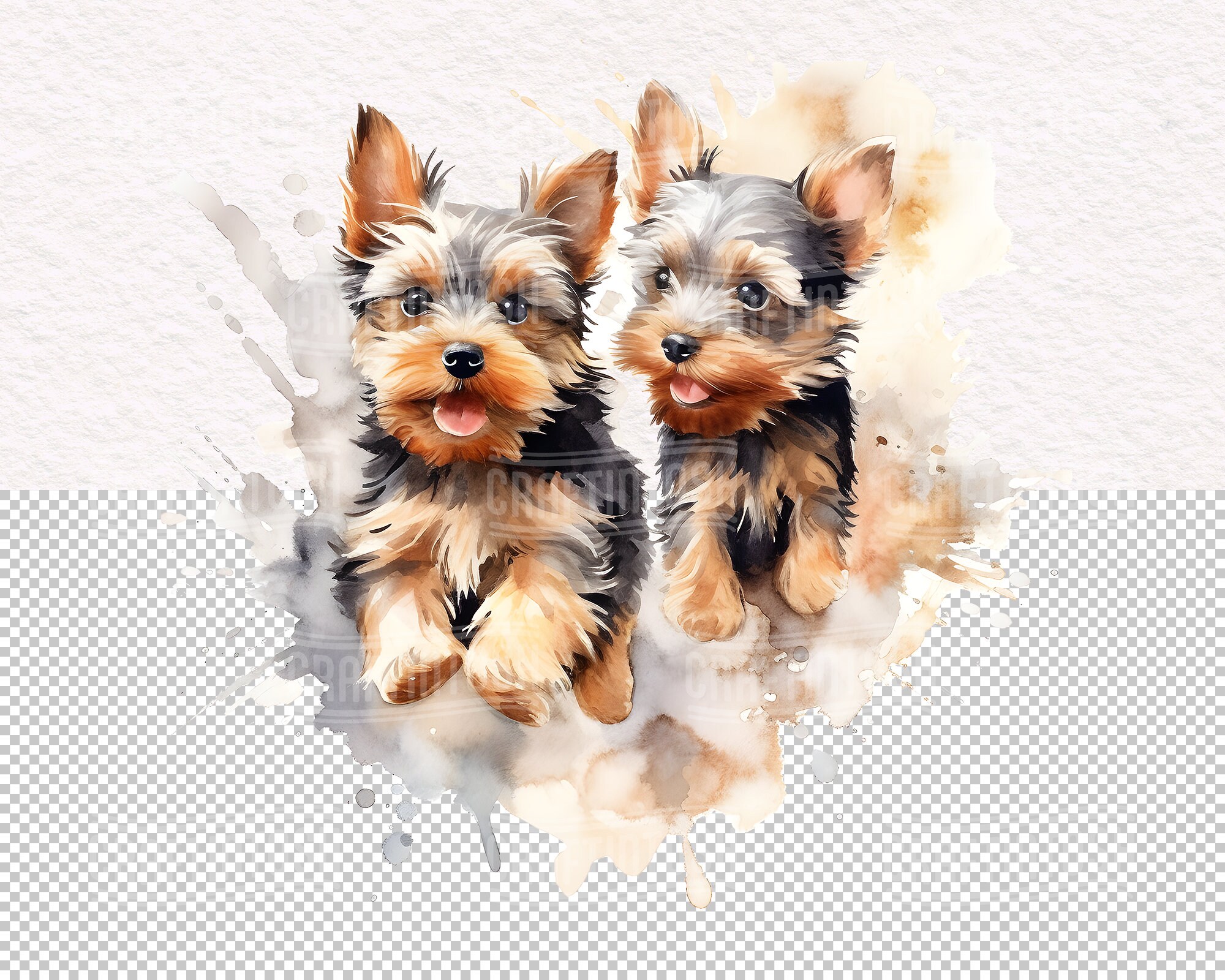 Watercolor Puppies PNG Clipart Bundle: Cute Two Pet Portrait Dogs ...