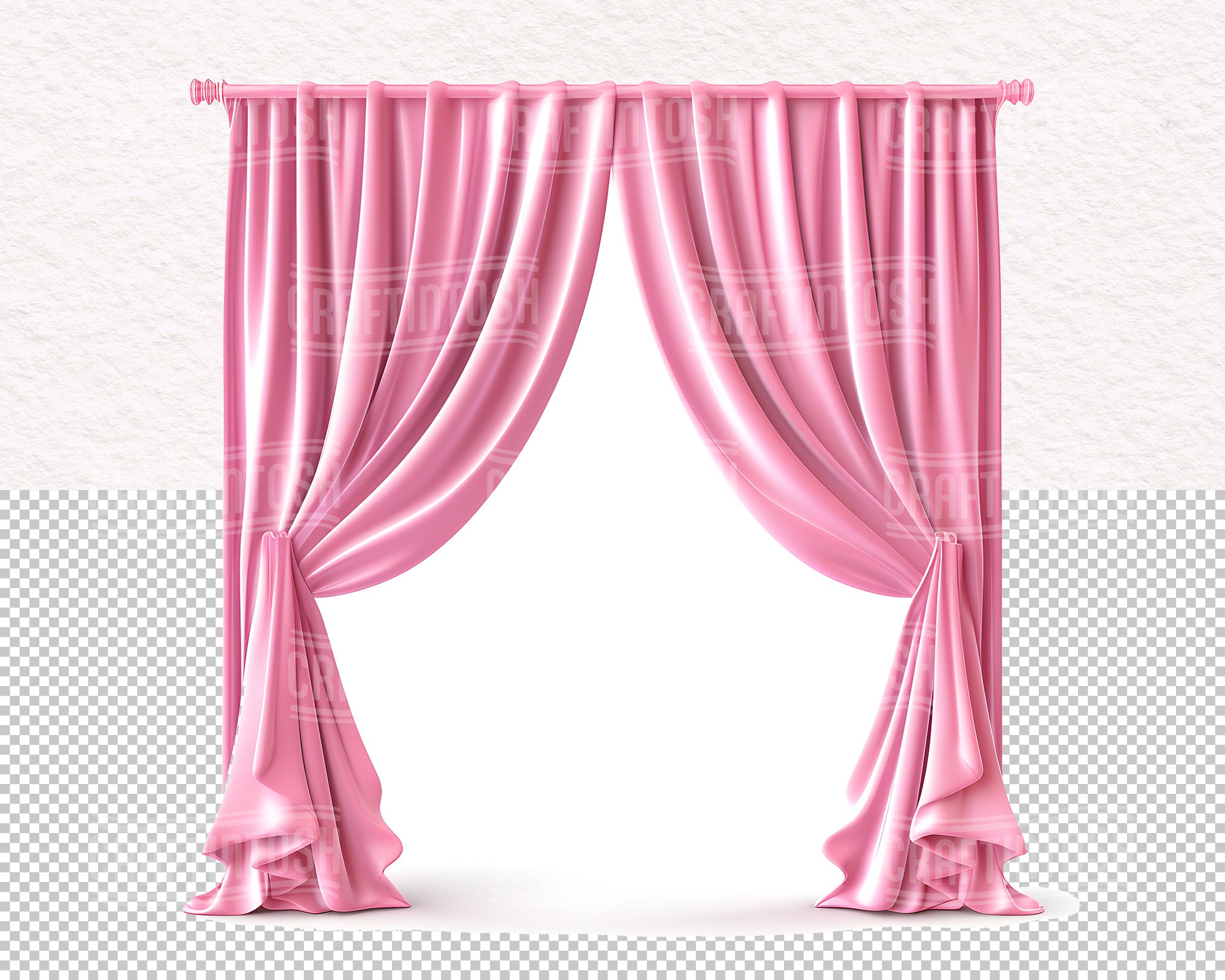 Watercolor Pink Curtains Clipart - 23 PNG Digital Graphics Instant ...