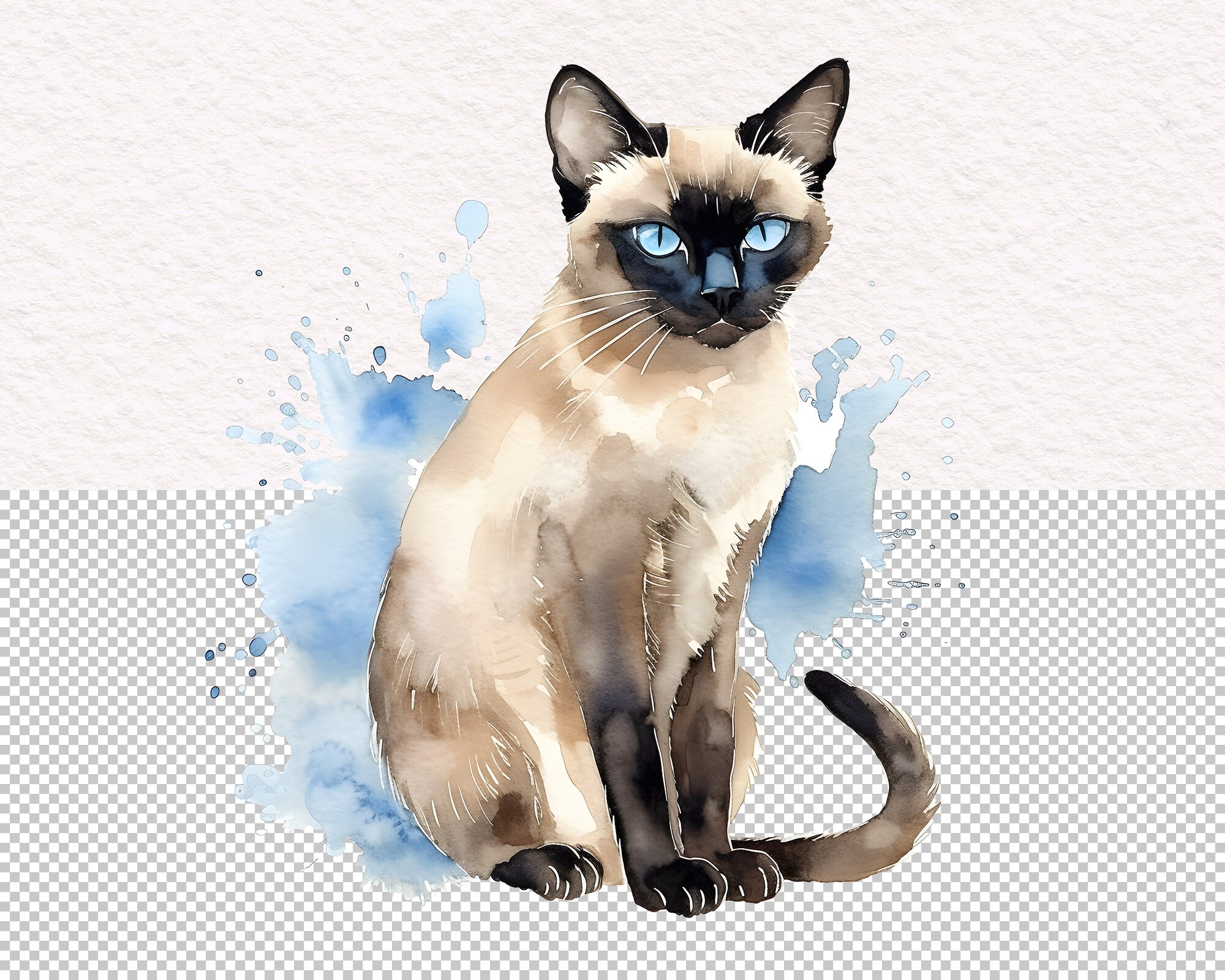 Watercolor Siamese Cat PNG Clipart 53 Cute Kittens Pet Portrait Cat ...