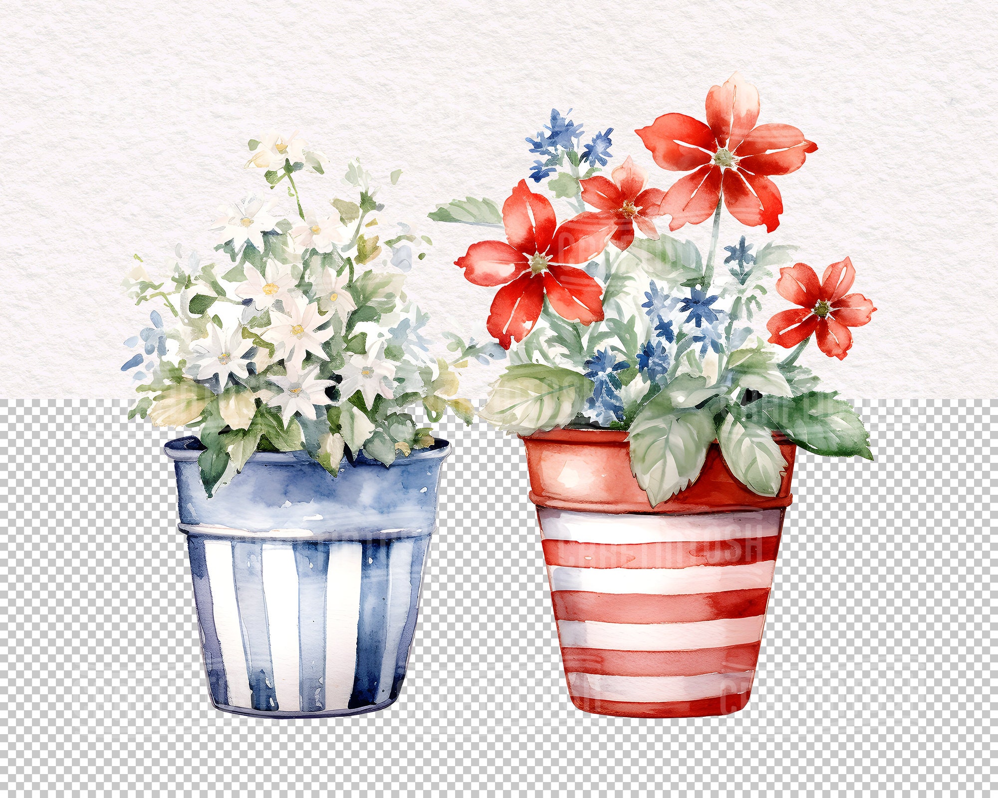 Watercolor Spring Flower Pots Clipart: Cottagecore Potted Plant PNG ...