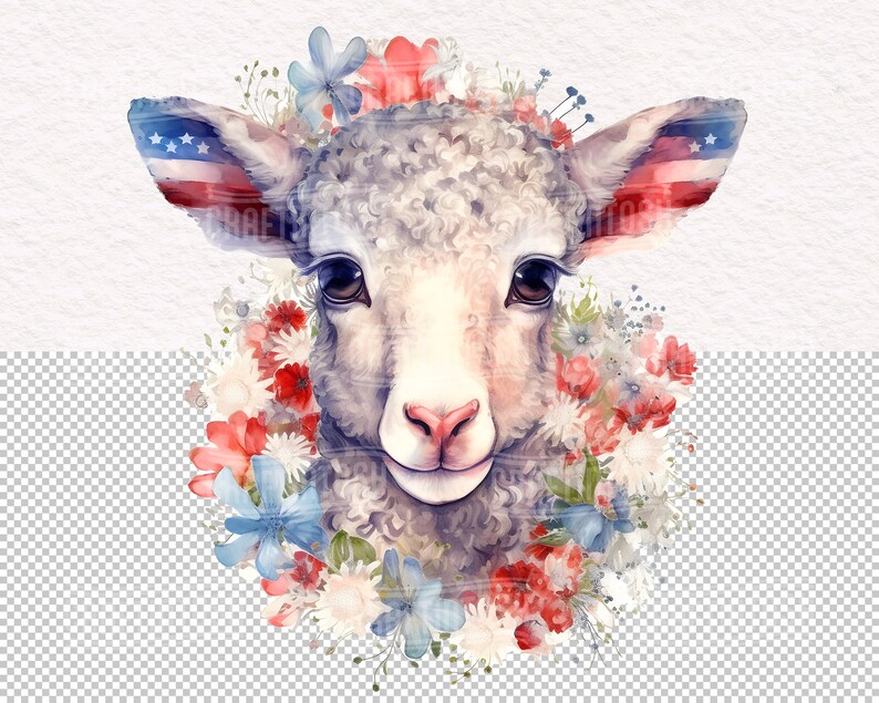 Floral Baby Lamb Clipart Spring Lamb PNG With Flowers for Nursery Wall ...