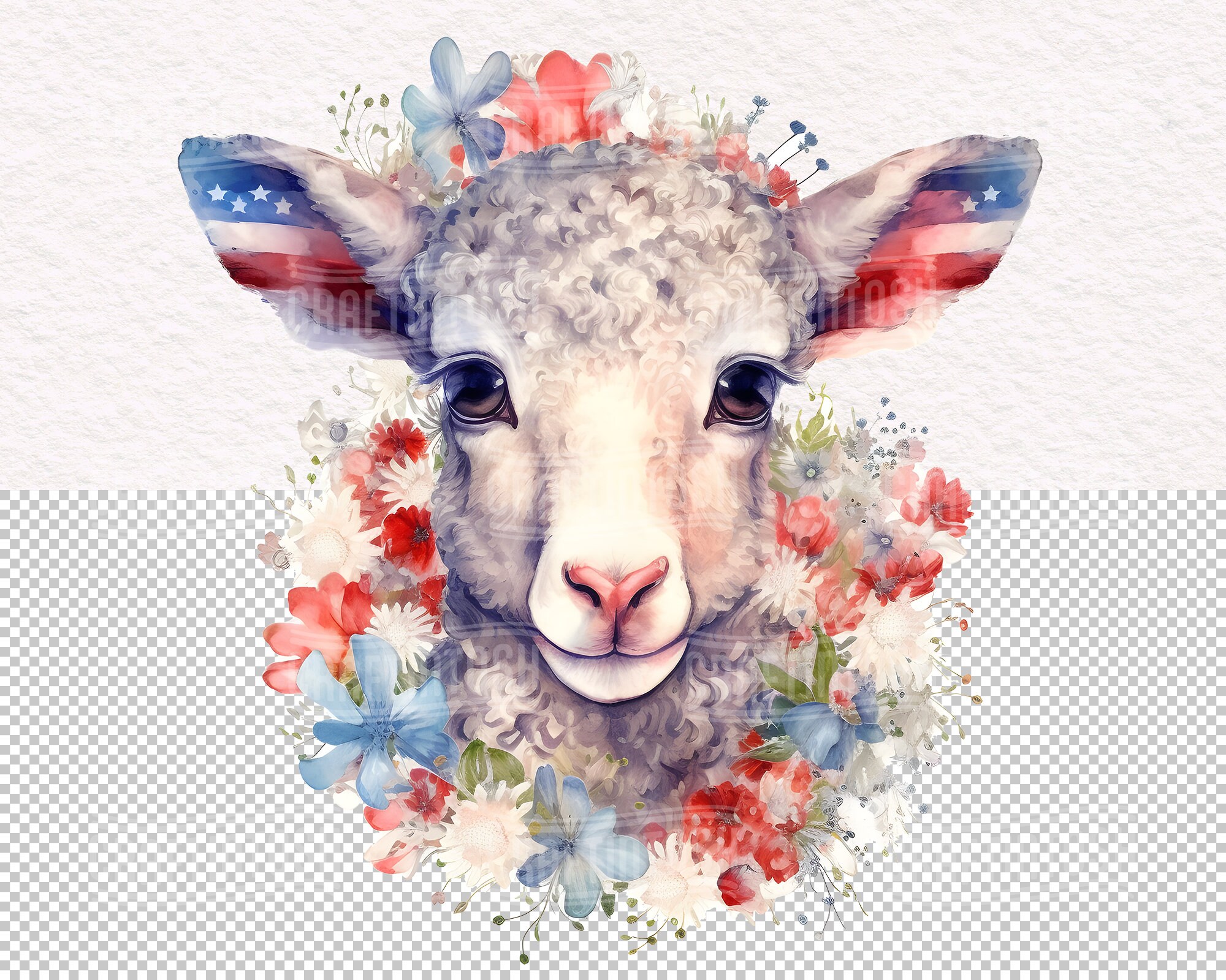 Floral Baby Lamb Clipart Spring Lamb PNG With Flowers for Nursery Wall ...