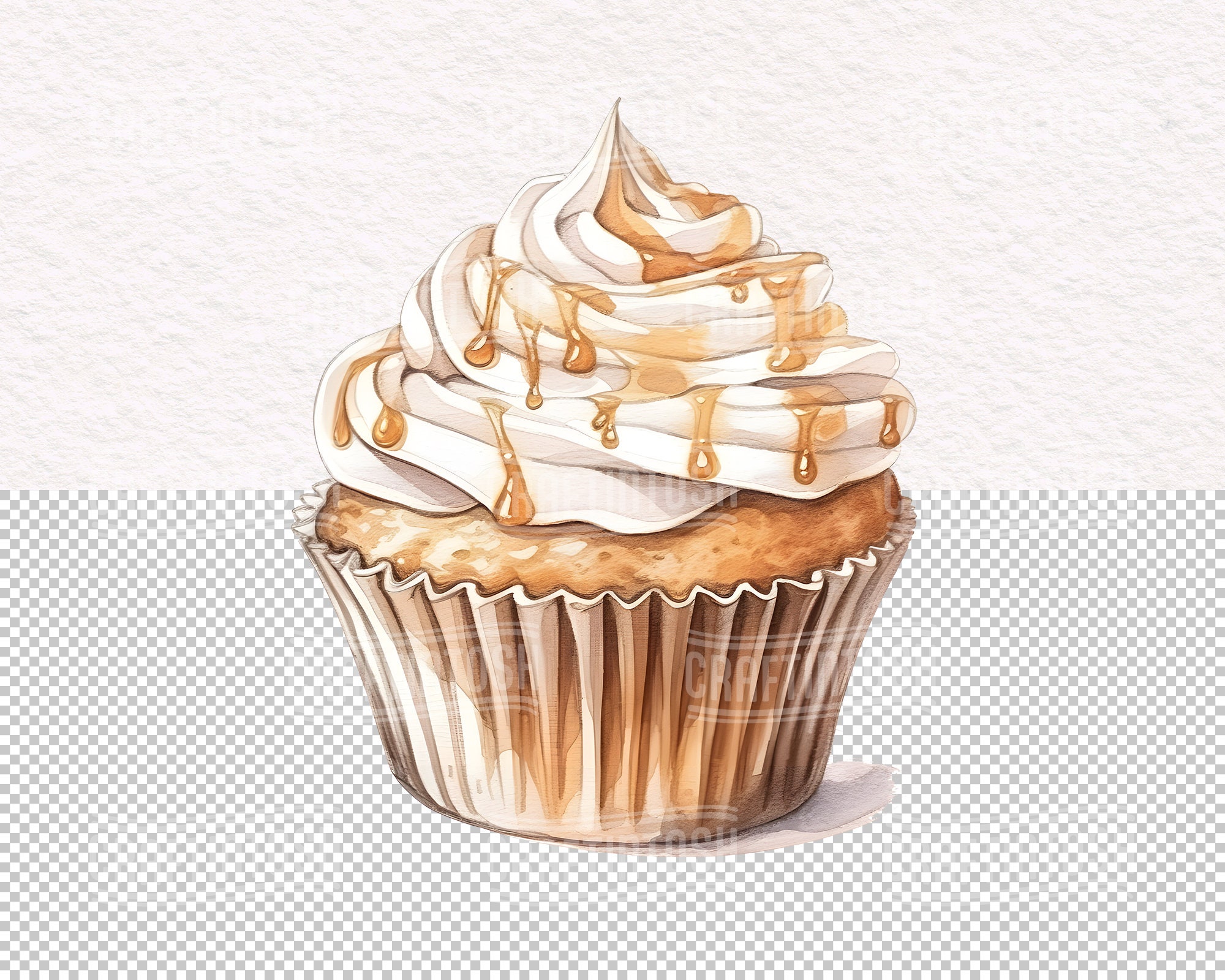 Watercolor Cupcake PNG Clip Art, Baking Clipart, Dessert Clipart, Food ...