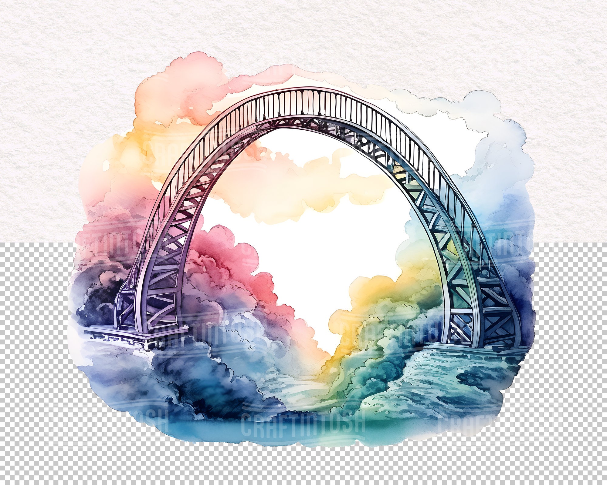 Watercolor Rainbow Bridge Clipart - Pet Memorial, Hope Rainbow PNG ...