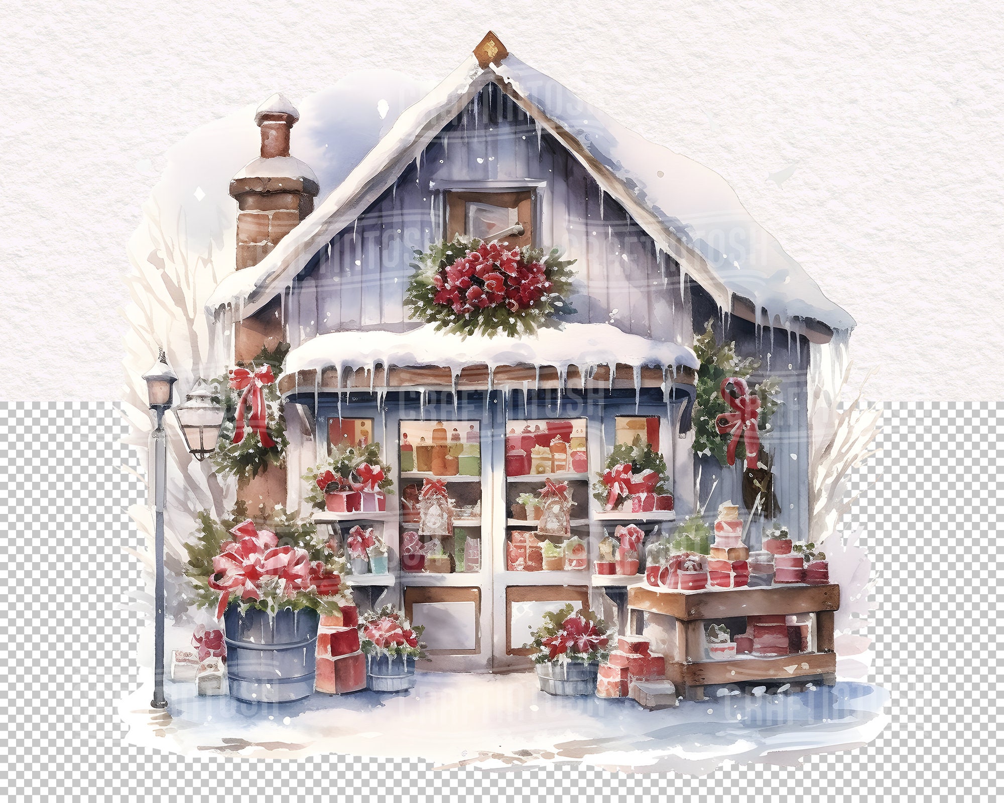 Watercolor Flower Shop Clip Art Transparent Flower Shop PNG Instant ...