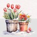 Watercolor Spring Flower Pots Clipart: Cottagecore Potted Plant PNG ...