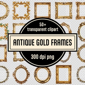 Vintage Gold Frames Clipart Bundle - High Resolution Printable Picture ...