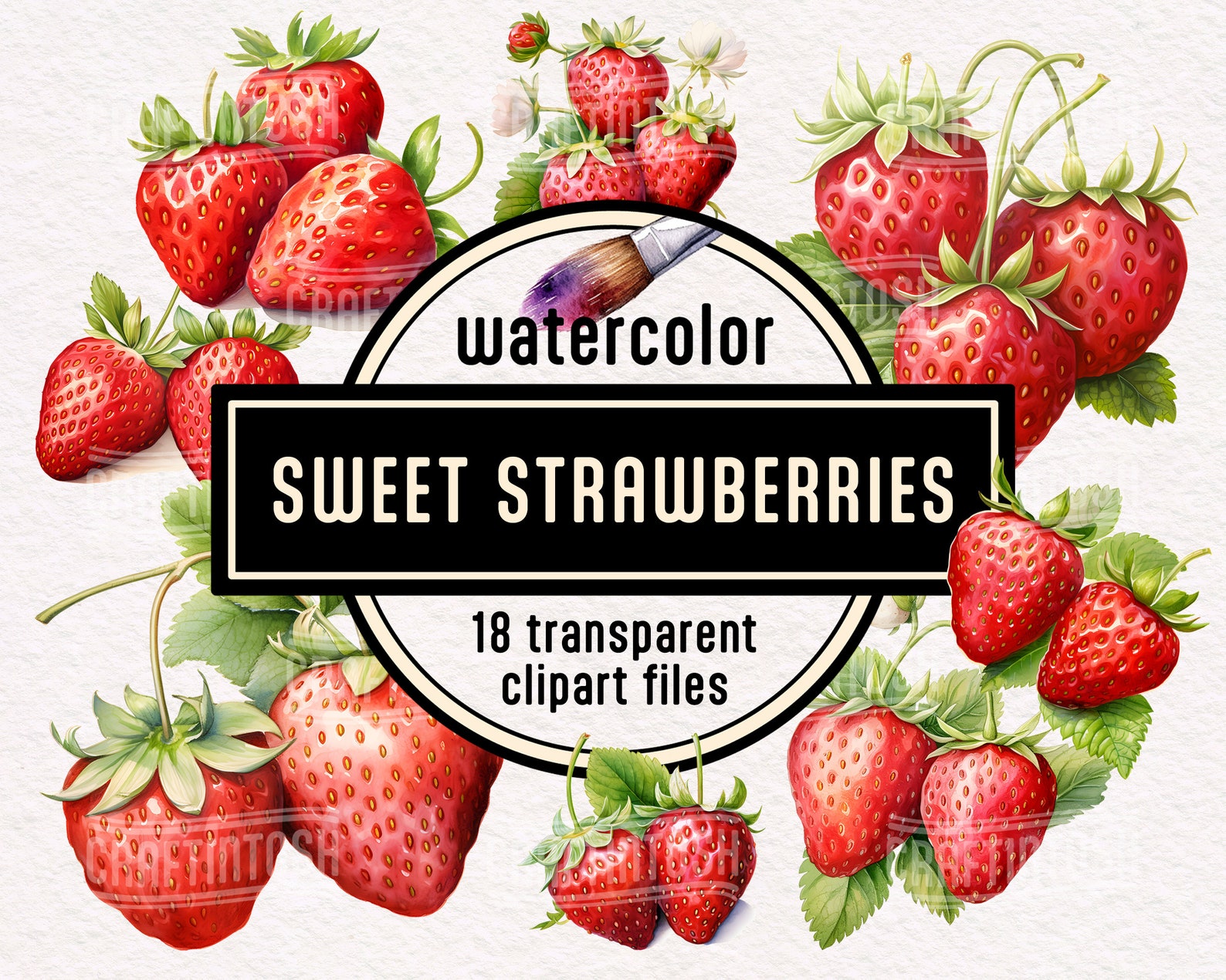 Watercolor Sweet Strawberry Clipart - Transparent Juicy Fruit Healthy ...