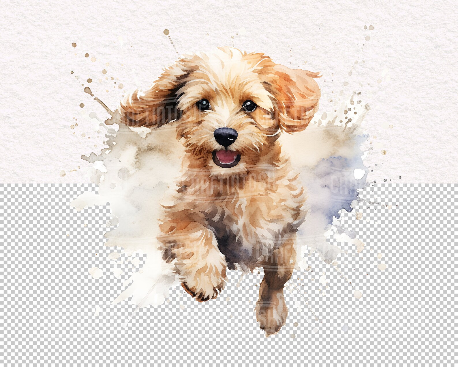 Watercolor Cockapoo Dog PNG Clipart Cute Puppies Pet Portrait Animal ...