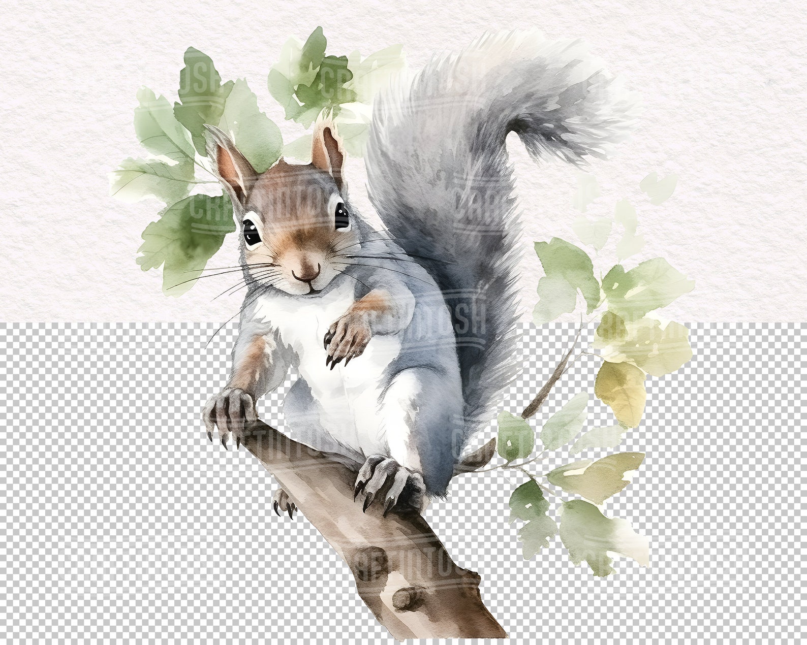 Watercolor Squirrel Clipart Bundle: PNG Cute Woodland Animals Nursery ...